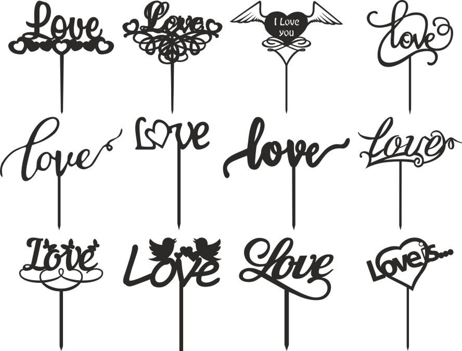 Love Cake Topper Svg, Love Sign, Wedding Cake Topper, Valentine Cake ...
