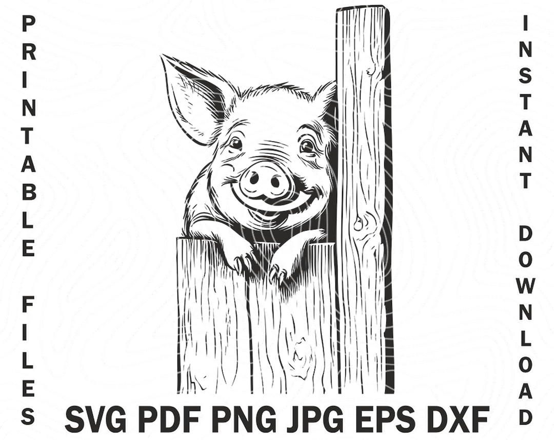 Cute Smiling Pig Peeking Svg Dxf Cute Little Pig Pig Behind Barn Farm ...