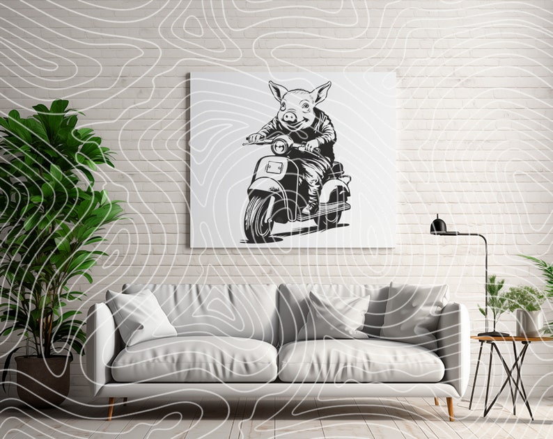 Smiling Pig on Scooter SVG, Png Pig on Motobike, Stylish Designs for ...