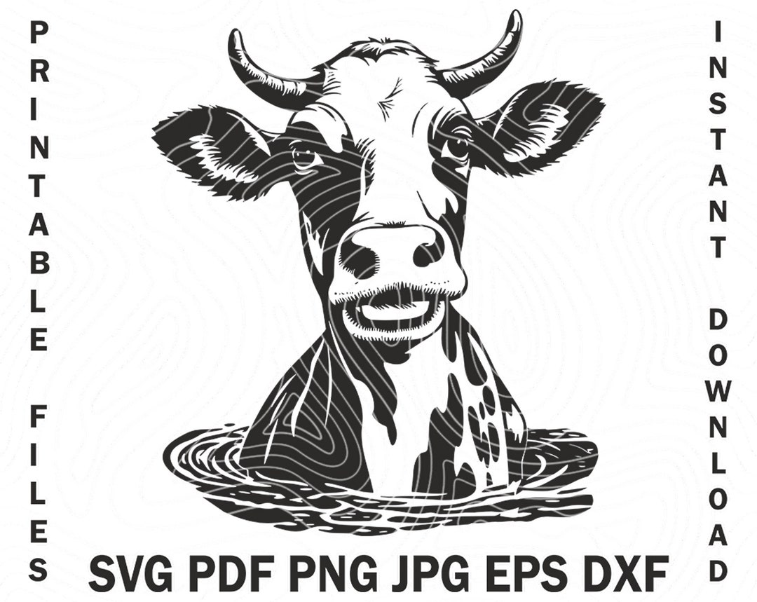 Ferme de vache vectorielle SVG dans la conception de la rivière, visage ...