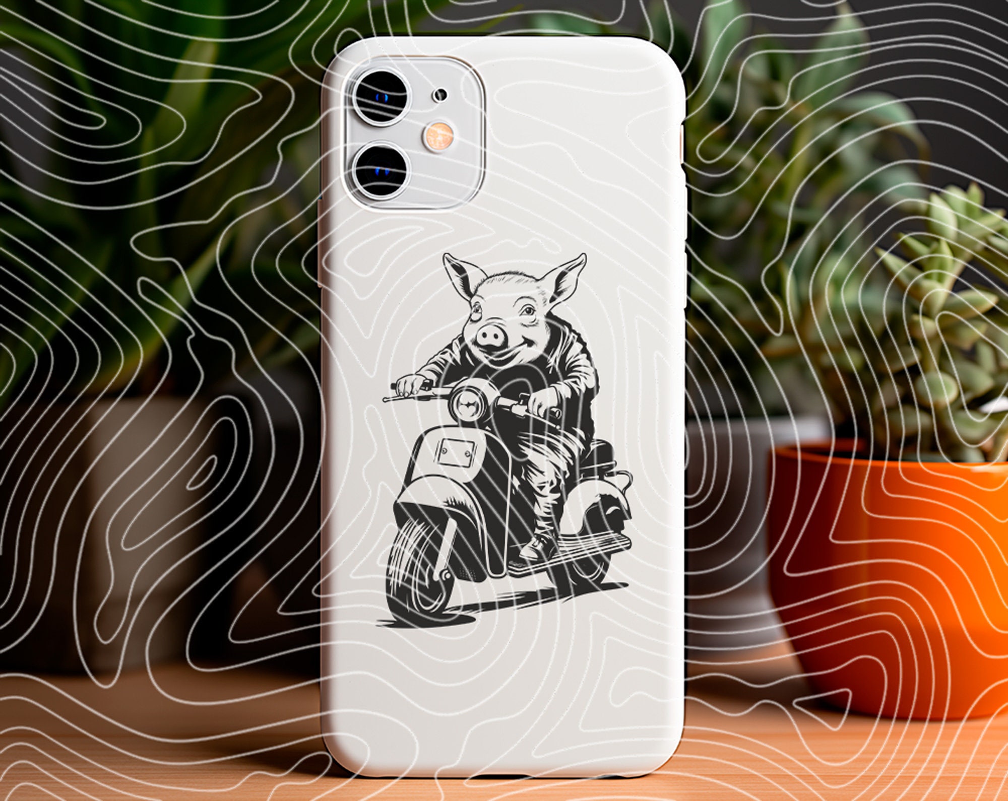 Smiling Pig on Scooter SVG, Png Pig on Motobike, Stylish Designs for ...