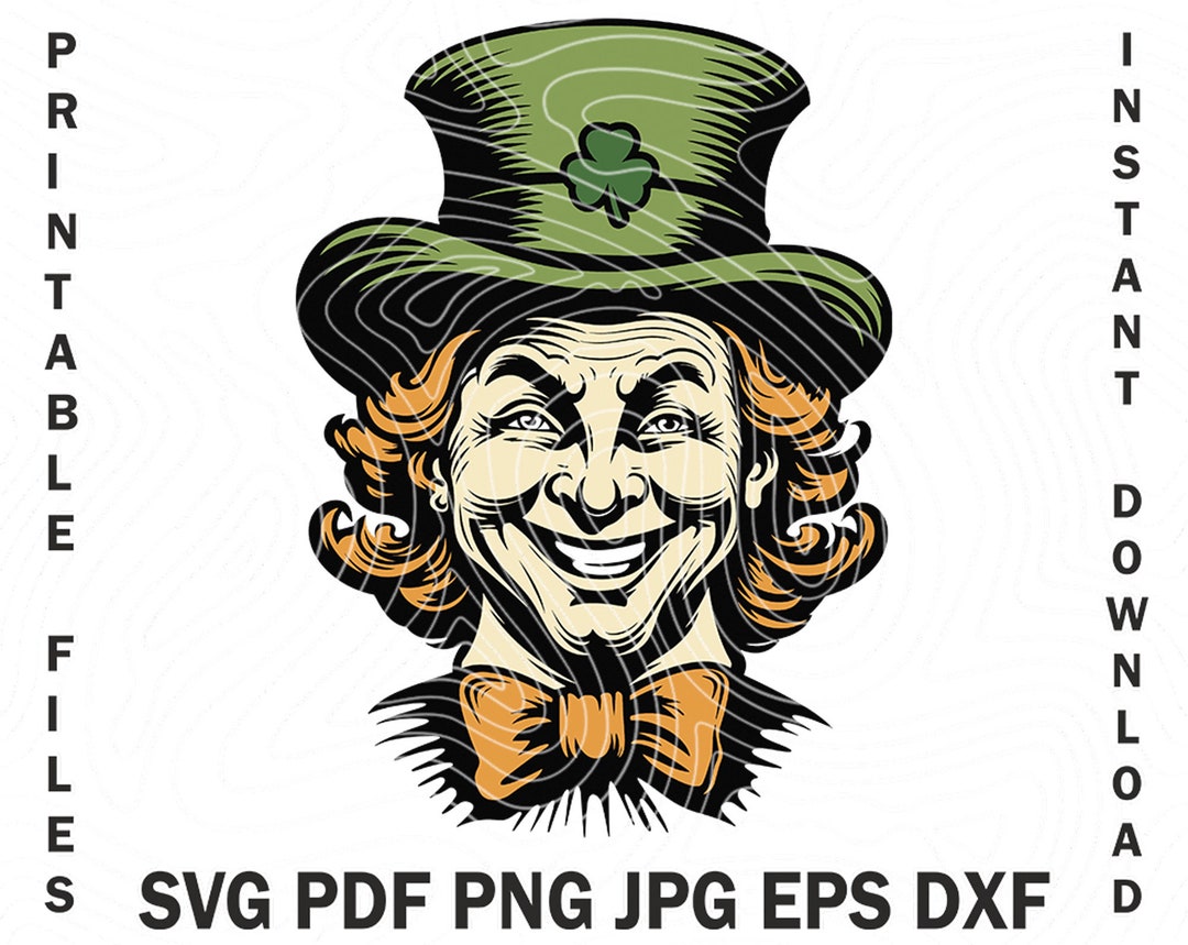Svg Laughing Irish Man in Hat Face Svg Shamrock St Patrick's Day Art ...