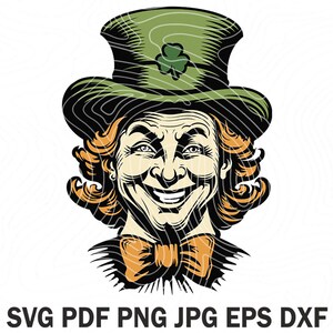 Svg Laughing Irish Man in Hat Face Svg Shamrock St Patrick's Day Art ...