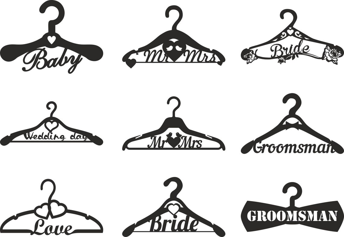 Wedding Hangers Set Laser Cut Template Lettering Hangers | Etsy