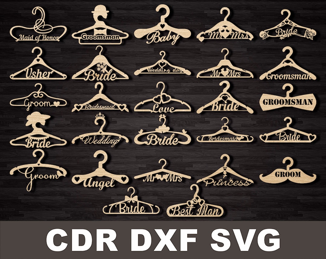 Wedding Hangers Set, Laser Cut Template, Lettering Hangers Svg. Cnc ...