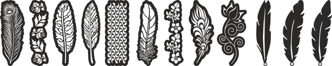 Bookmark Template Svg Dxf Bookmarks Feathers Laser Cut Files - Etsy