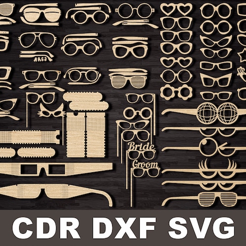 4 Glasses SVG. Vector Dxf Cdrsvg for CNC Vector File | Etsy