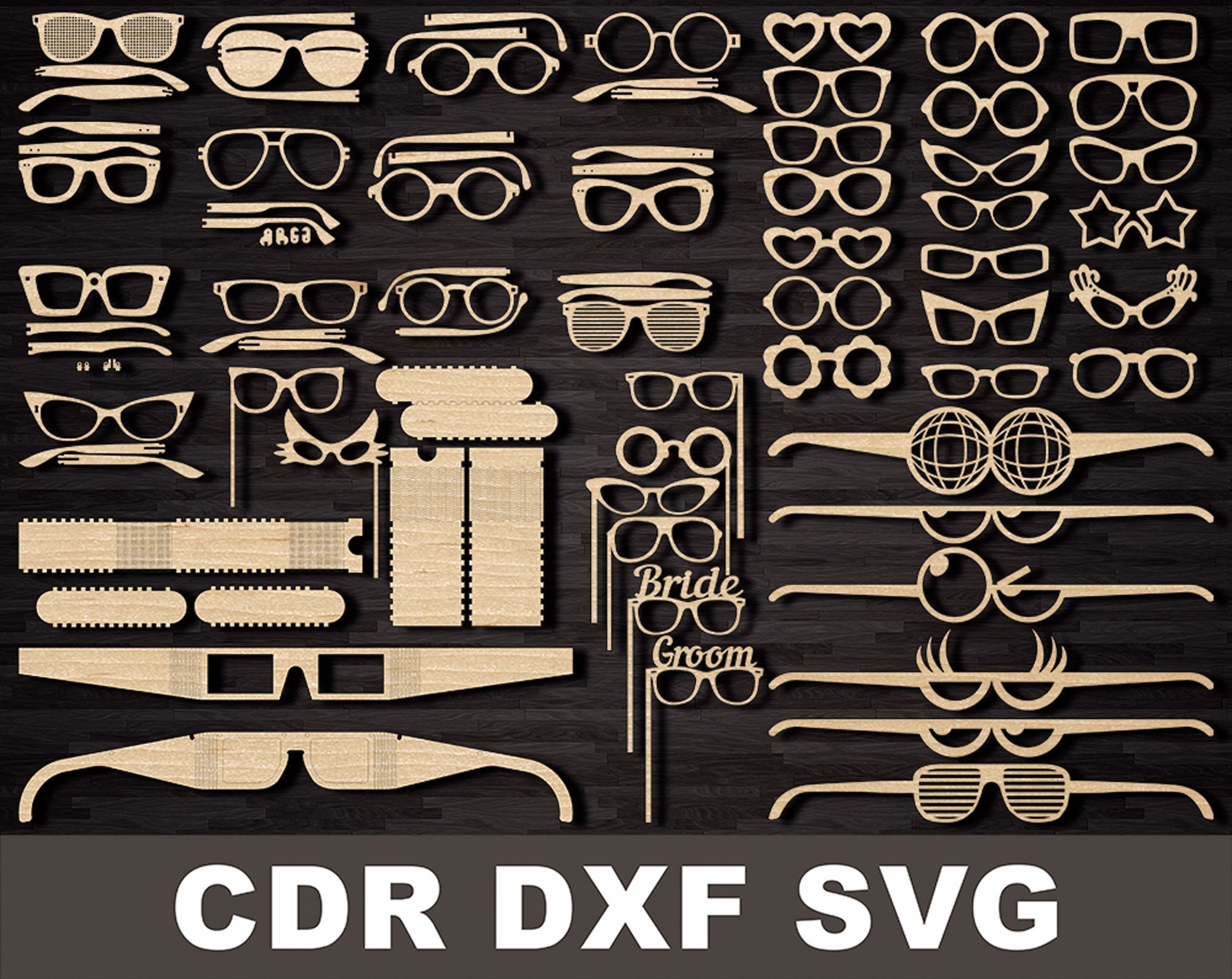 Wooden Glasses Svg File Project for CNC Vector graphics | Etsy