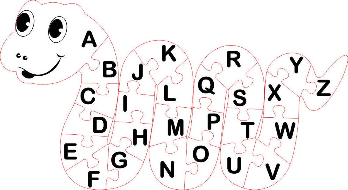Alphabet Puzzle Svg File, Laser Model Cnc Educational Puzzles, Vector ...