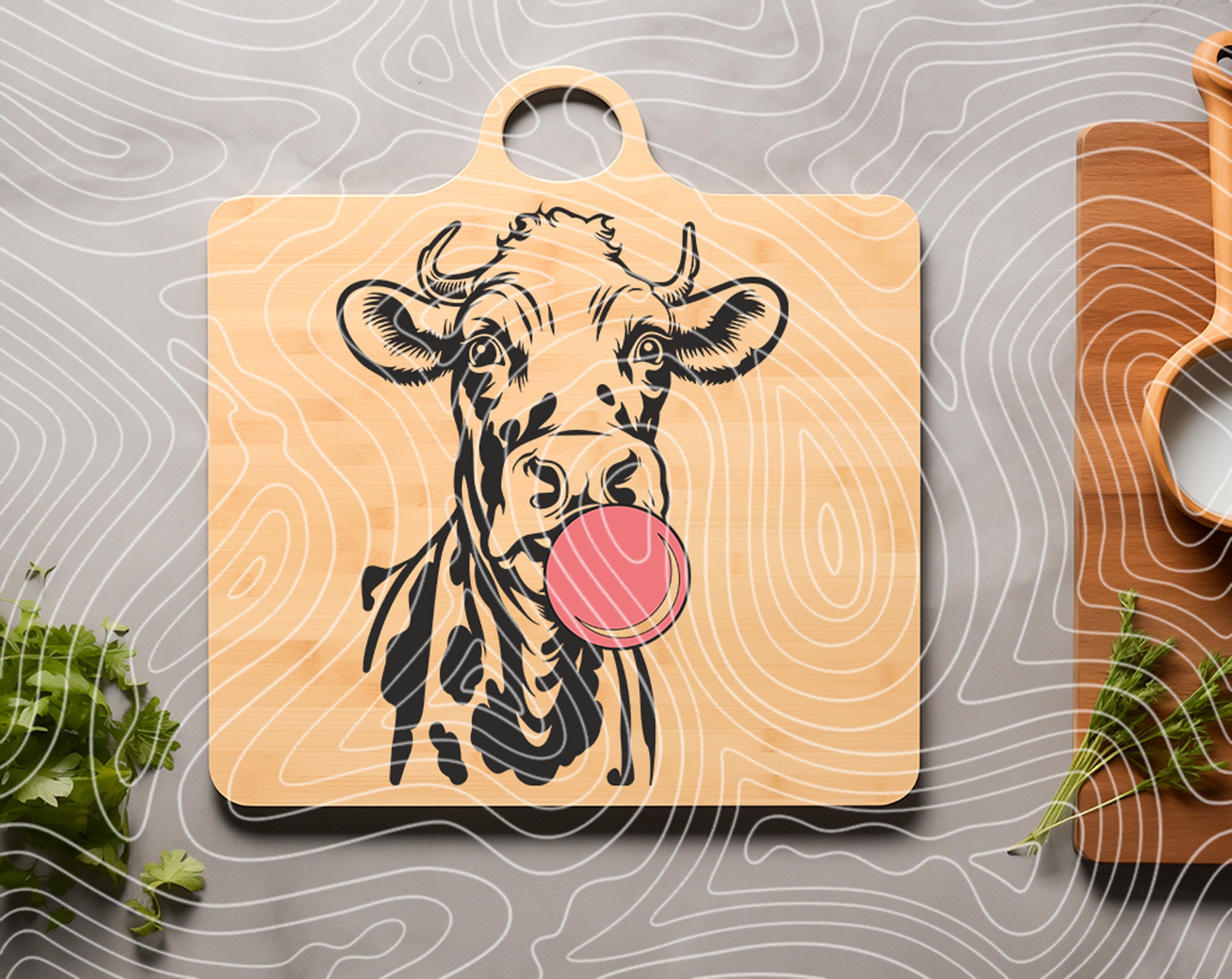 Svg Cow Blowing Chewing Bubble Gum, Cow Face With Gum Svg Png Eps Files ...