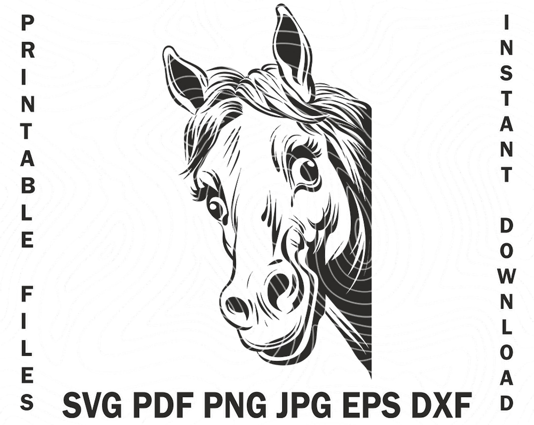 Cute Smiling Horse Peeking Around the Corner. Curious Horse SVG ...