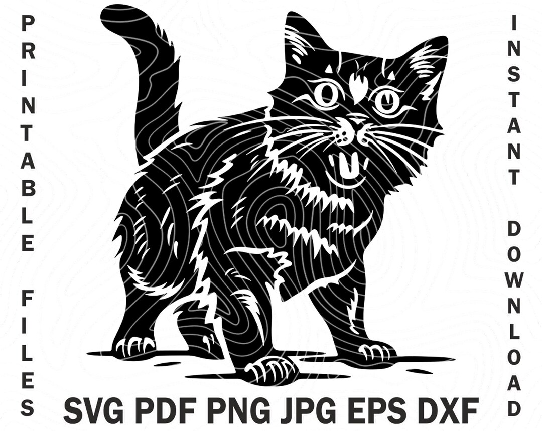 Angry Cat Svg, Cat Svg, Cat Silhouette Svg, Angry Cartoon Cat Svg, Grim ...