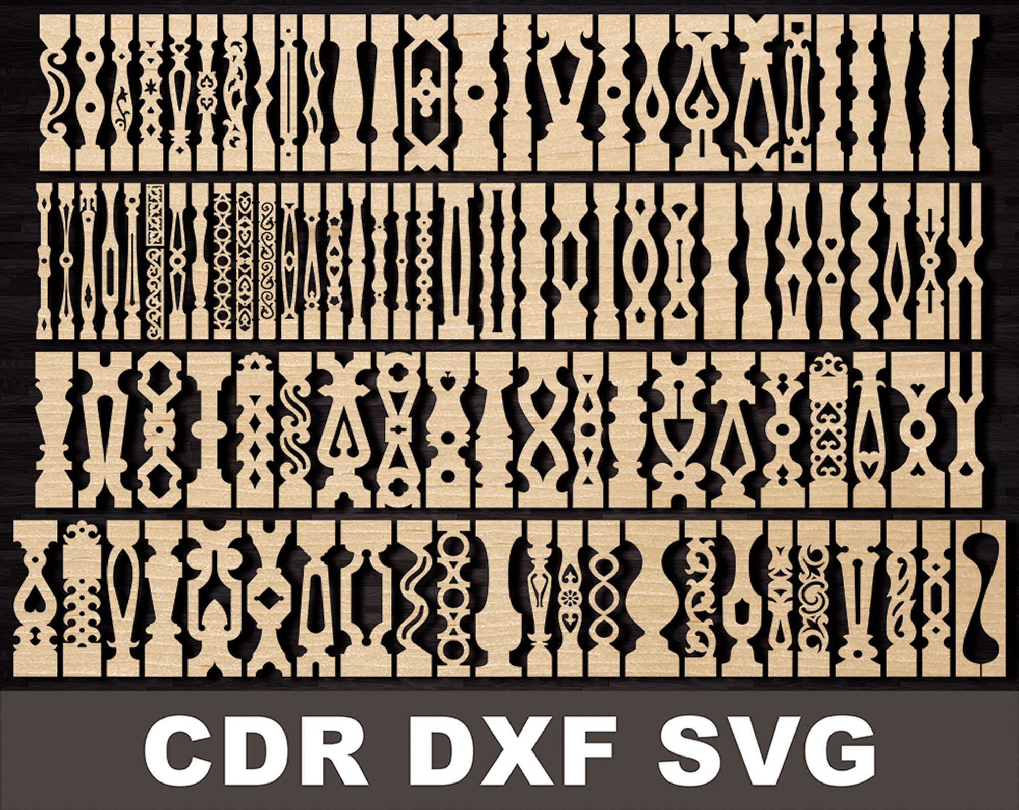 Svg Decorative Railing Balusters Silhouette Cdr File Porch - Etsy Canada