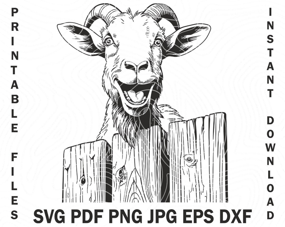Smiling Goat Svg File for Shirt, Funny Peeking Goat Svg Vector | Farm ...