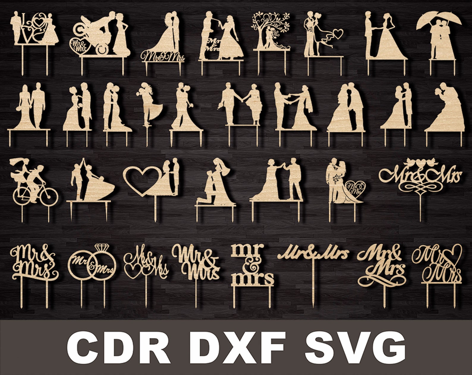 Wedding Cake Topper Svg CNC Bride and Groom Cake Topper for - Etsy Canada