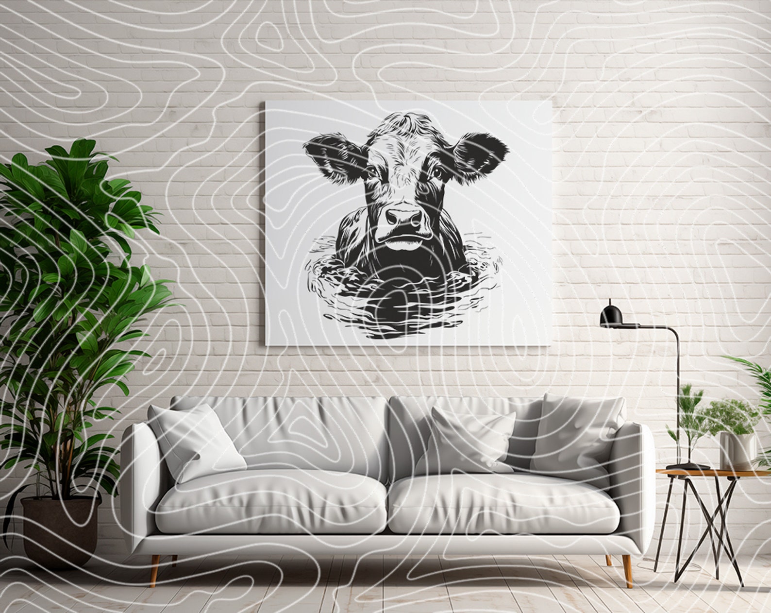 Calm Farm Cow Swimming in Water Svg Design | Farm Animal Design | Farm ...