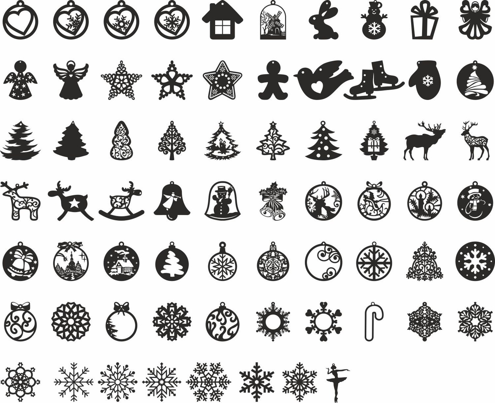 60 Cnc Christmas Tree Toy Snowflakes Ornament Bundle Vector | Etsy