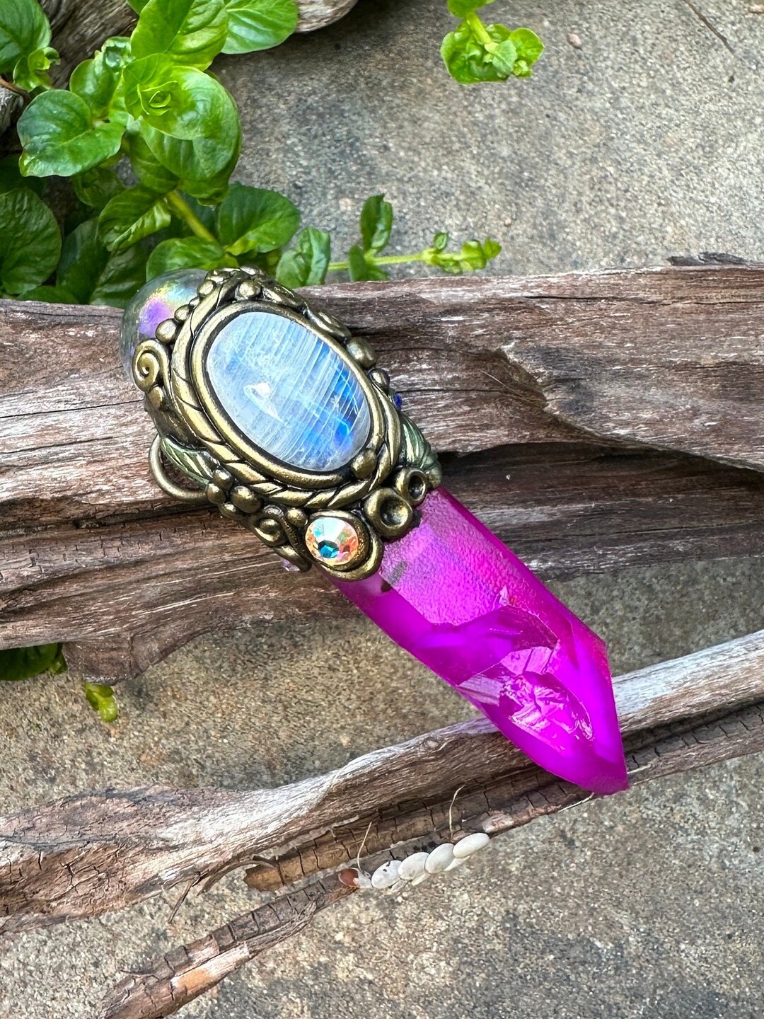 Aura Moonstone Mini Wand Amulet - Etsy