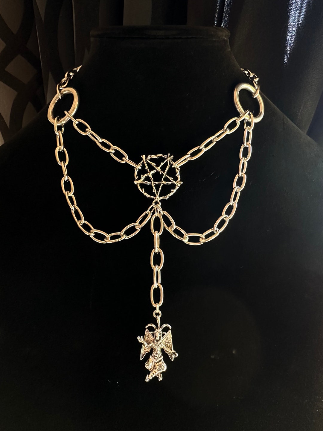 Inverted Pentacle Cable Chain With Baphomet - Etsy