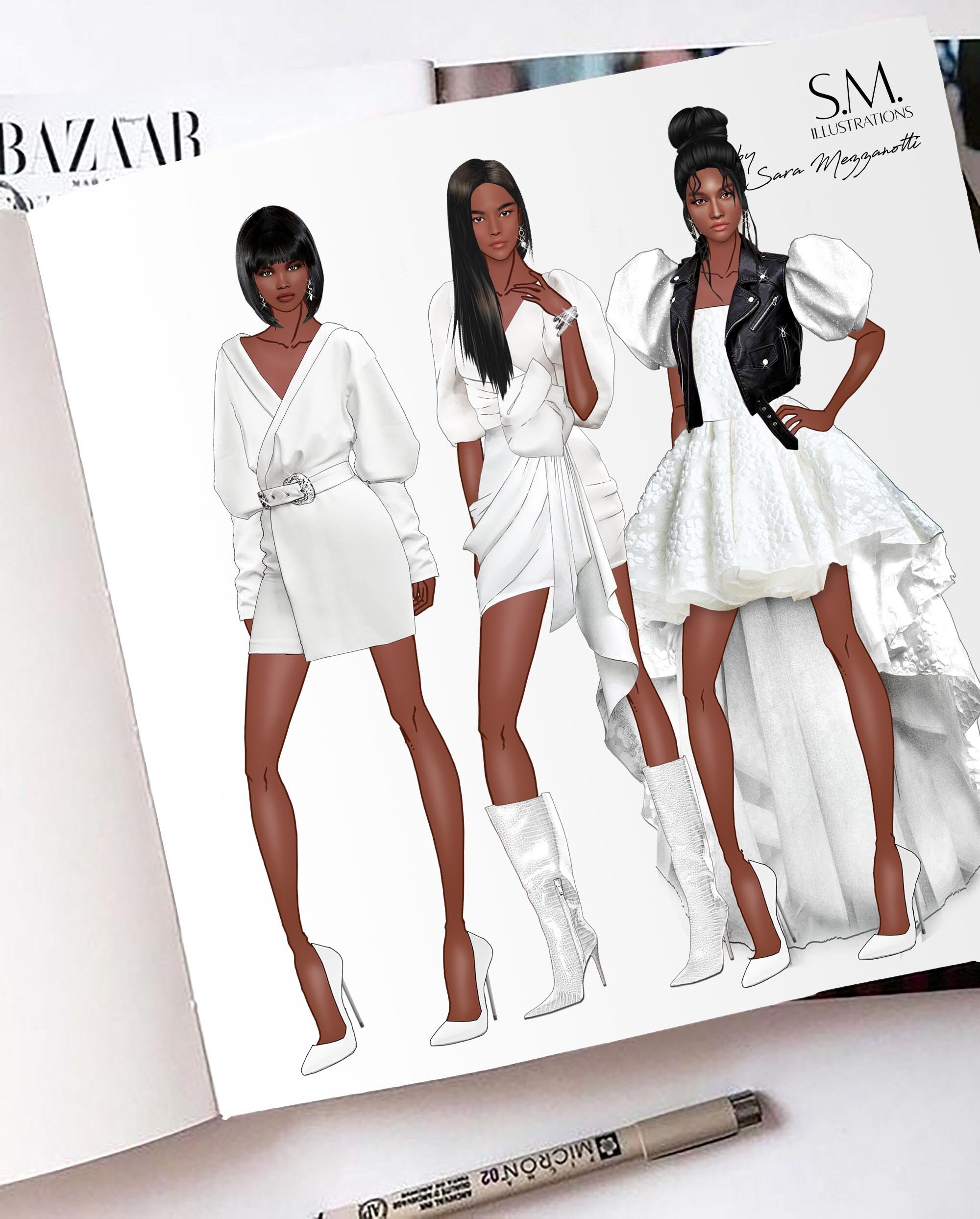 Fashion Figure Croquis Template 3 POSES Front and Reverse Pose 13 Pose ...