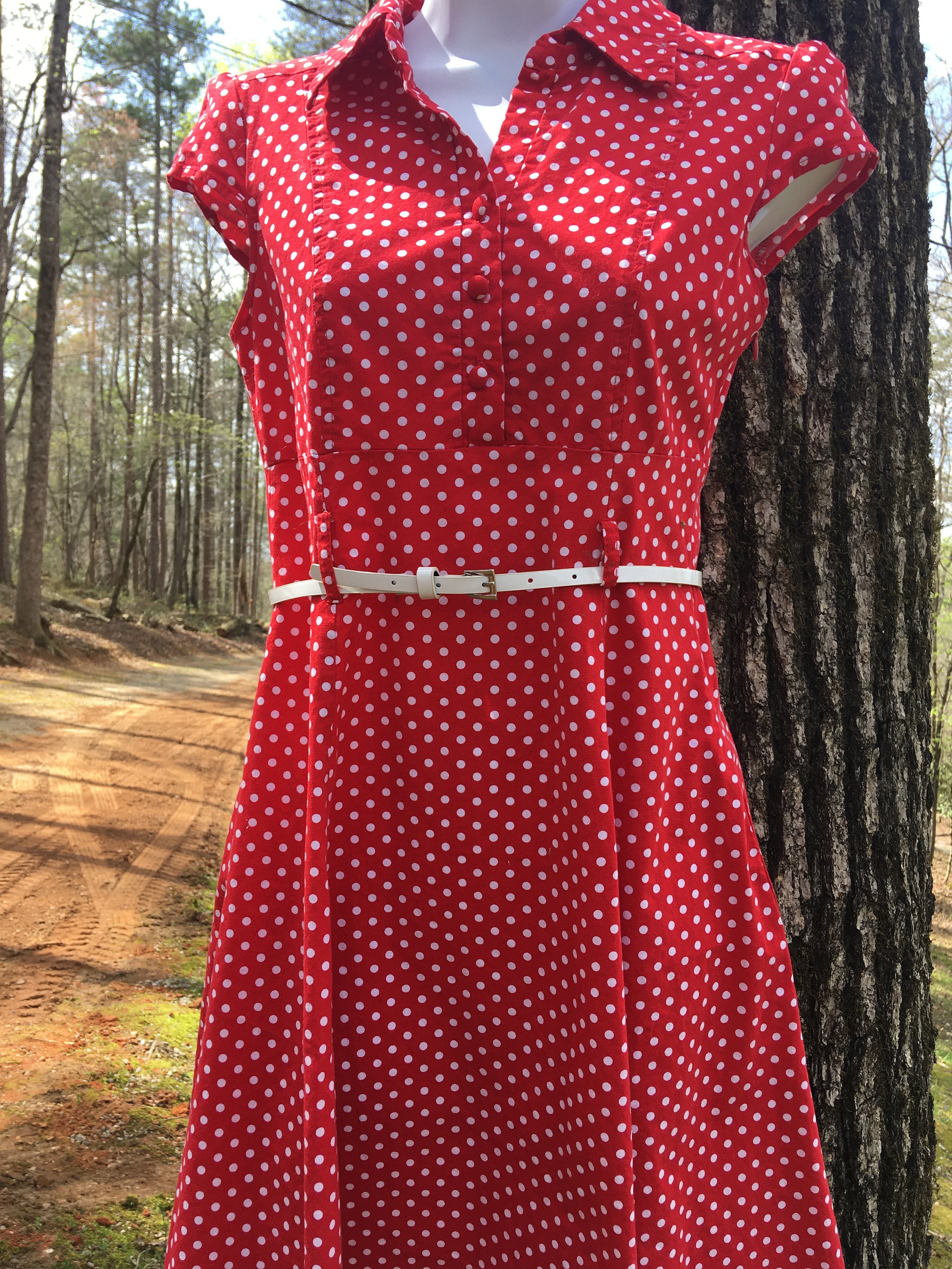 Vintage 1990s Red Polka Dot Summer Dress. Lucille Ball Dress. | Etsy