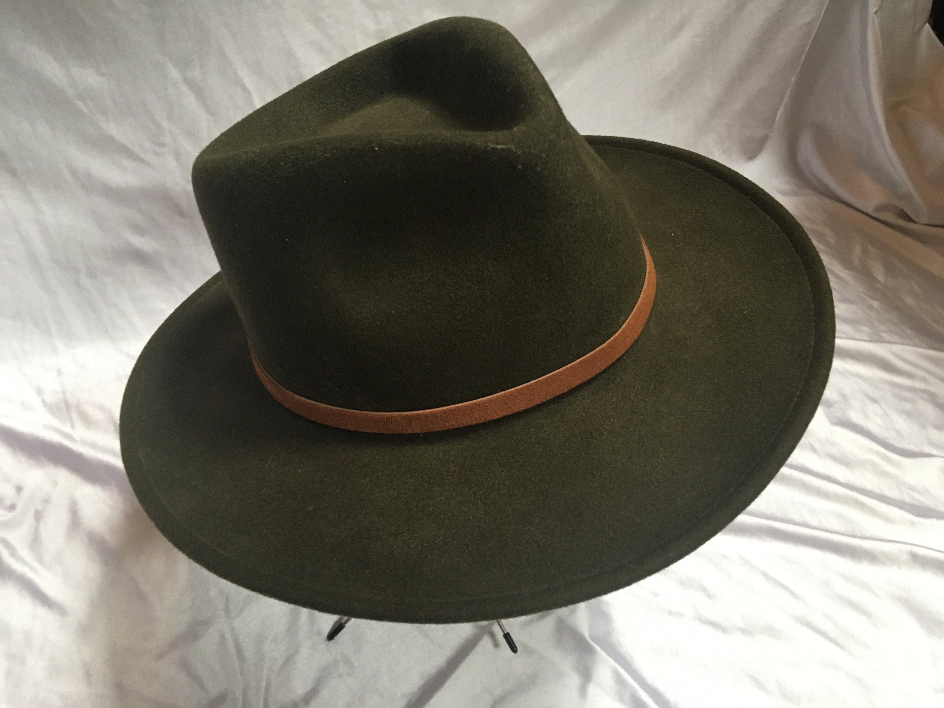 Vintage Men's Lite Felt Broner Autumn Outback Hat Olive Green With Band ...