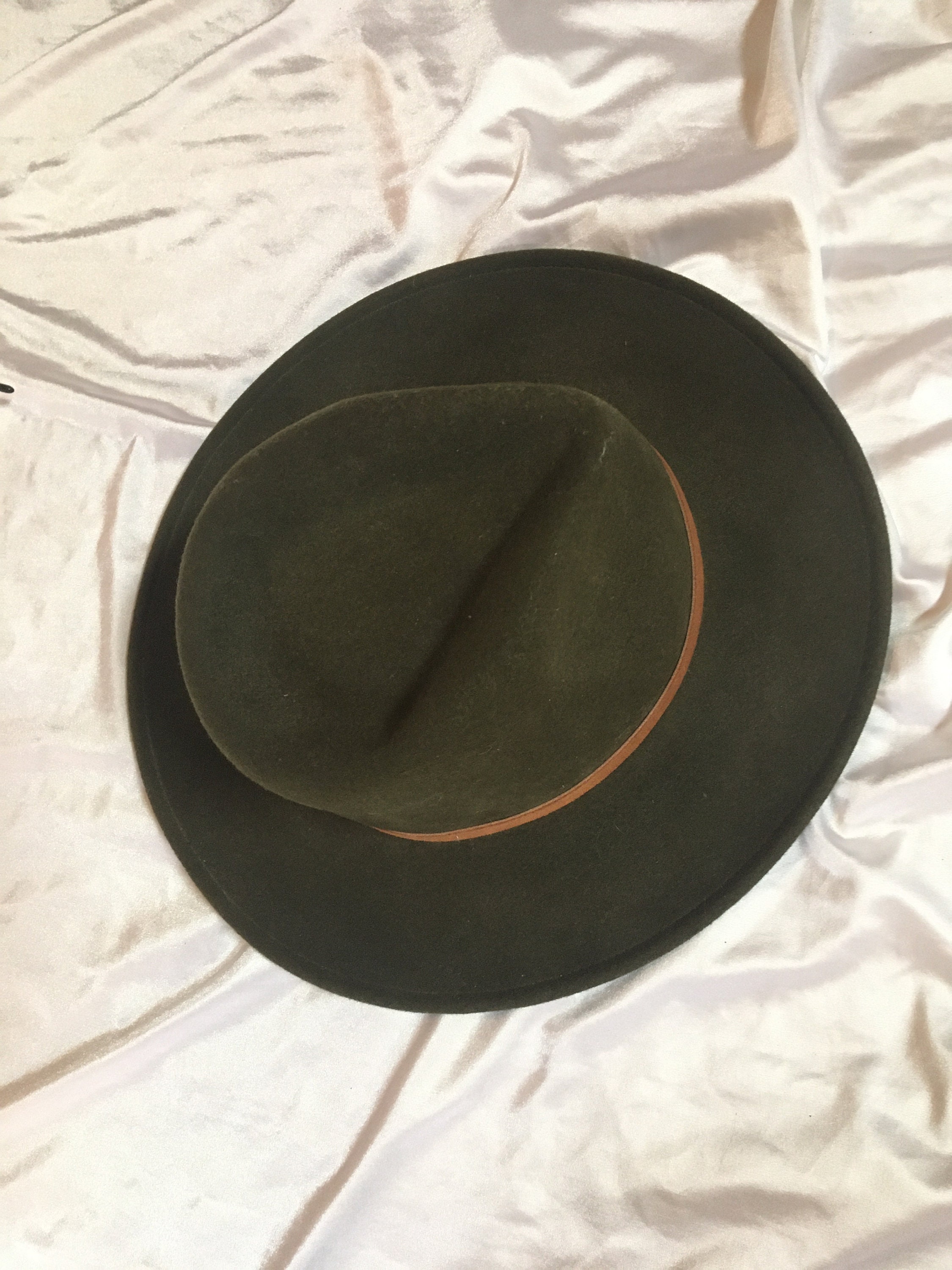 Vintage Men's Lite Felt Broner Autumn Outback Hat Olive Green With Band ...