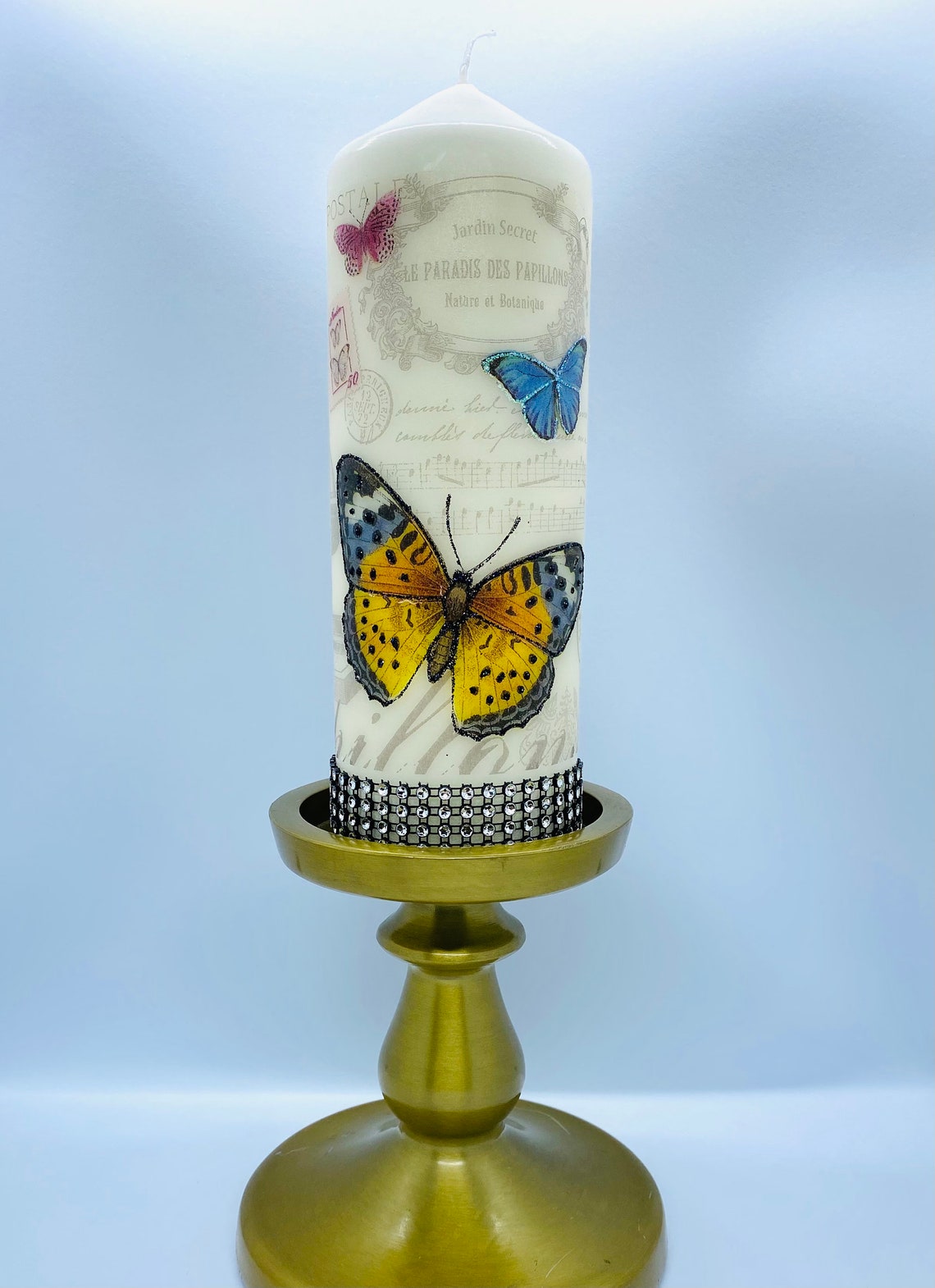 Decorated Butterfly Candle Vanilla Scented Pillar Candle - Etsy Australia