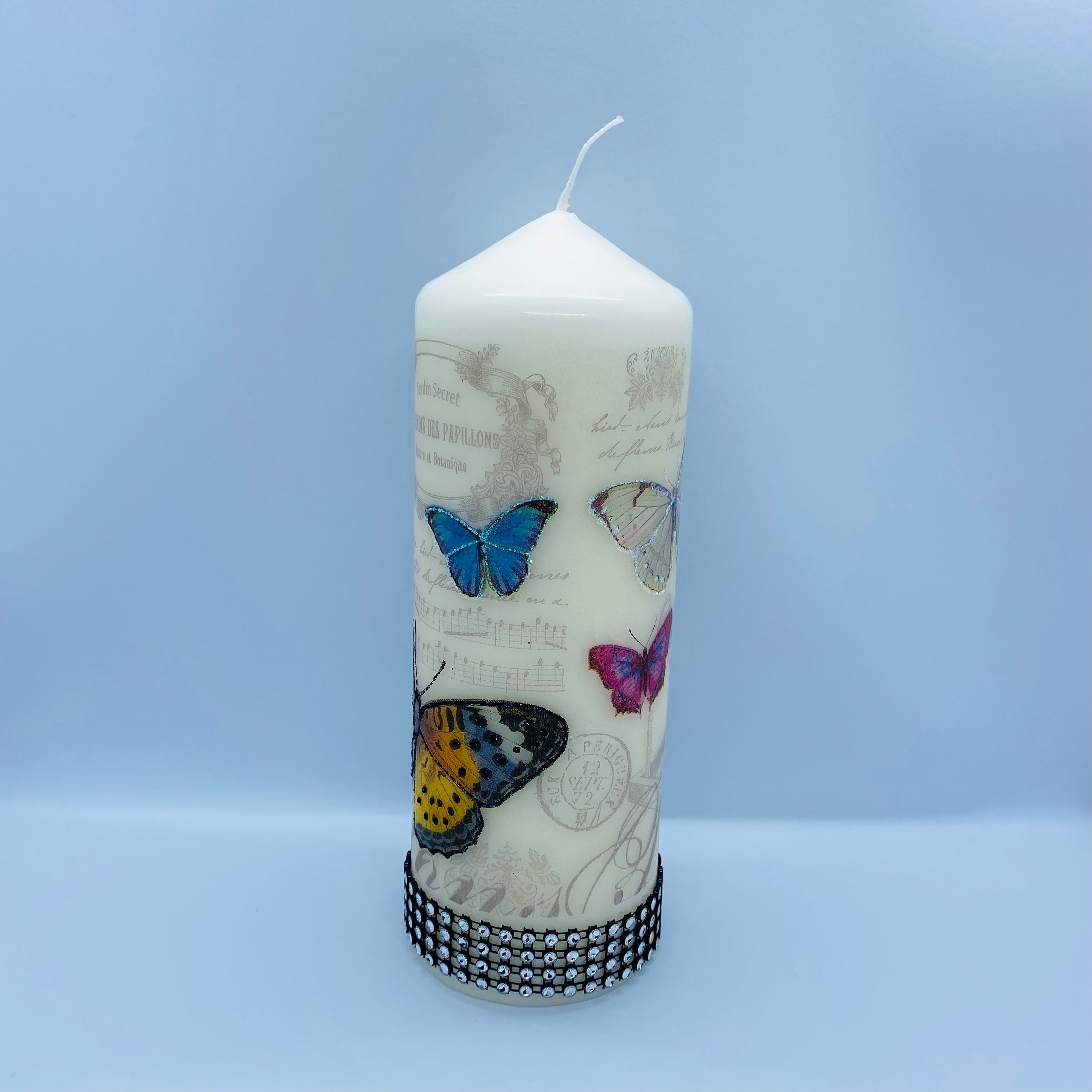 Decorated Butterfly Candle Vanilla Scented Pillar Candle - Etsy UK