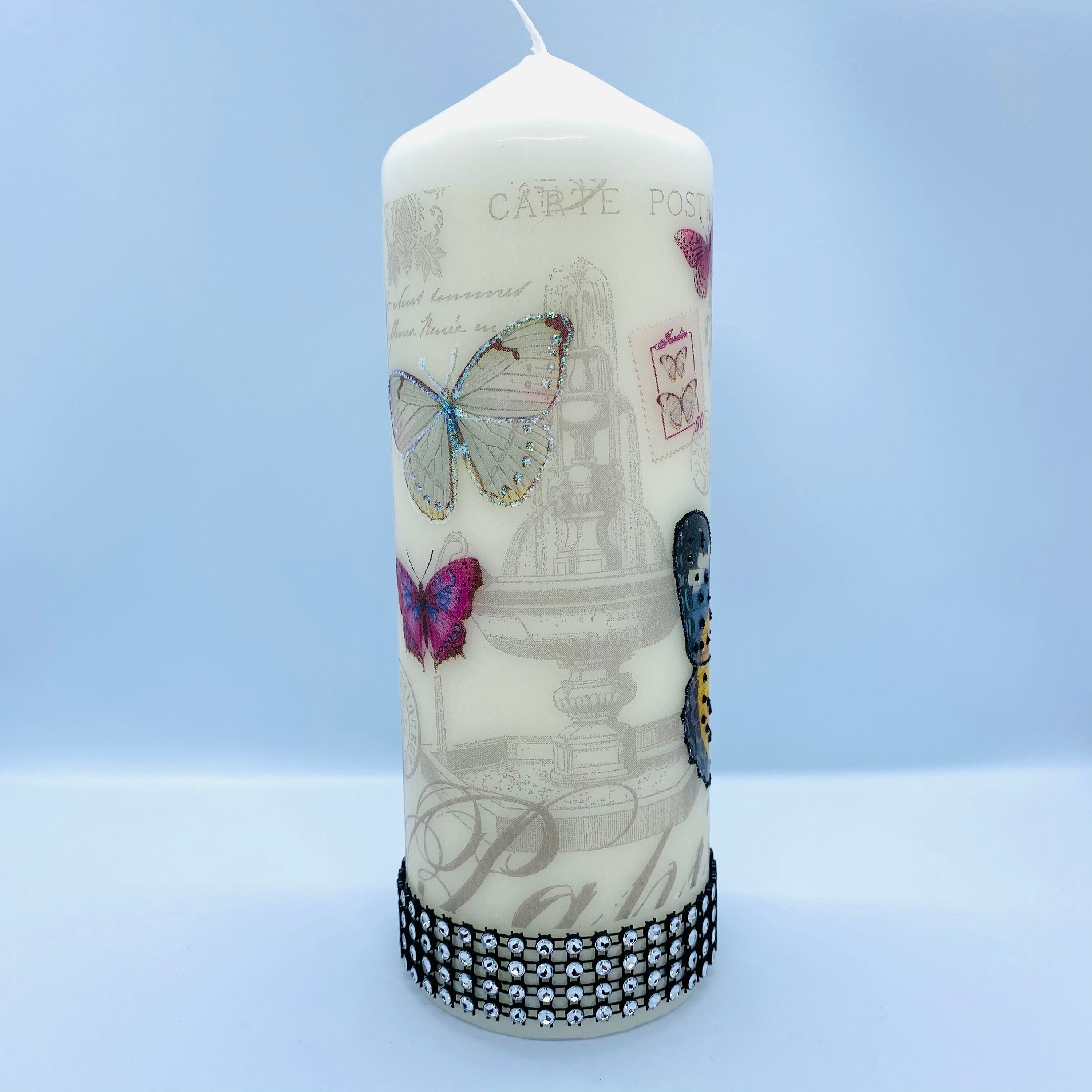 Decorated Butterfly Candle Vanilla Scented Pillar Candle - Etsy UK