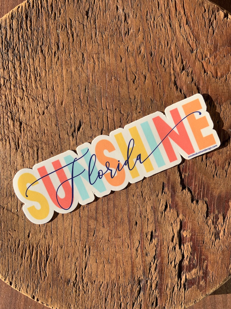 STICKER Colorful Florida Sunshine State | Waterproof | 1.25"t X 5"w ...