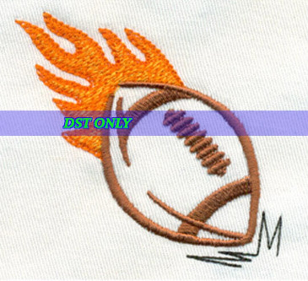 EMBROIDERY Football With Flames | Instant Digital Download DST ONLY - Etsy
