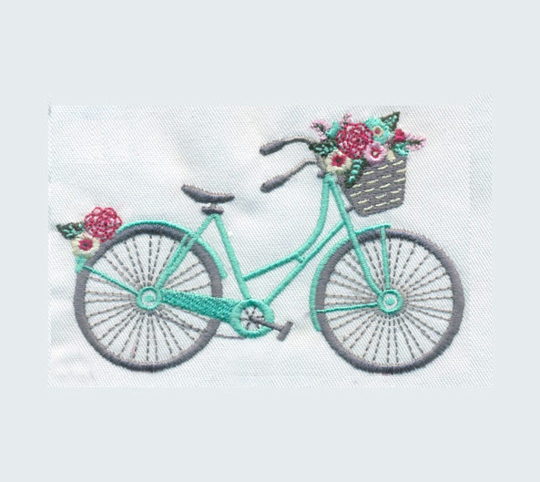 EMBROIDERY Bicycle With Flowers | Instant Digital Download - Etsy