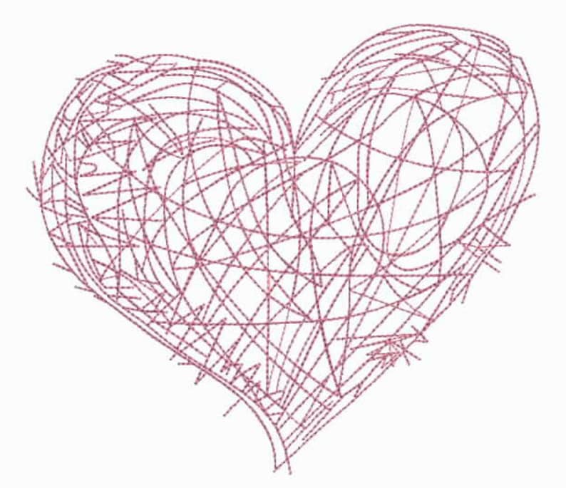 EMBROIDERY Sketchy Heart Open Instant Digital Download | Etsy