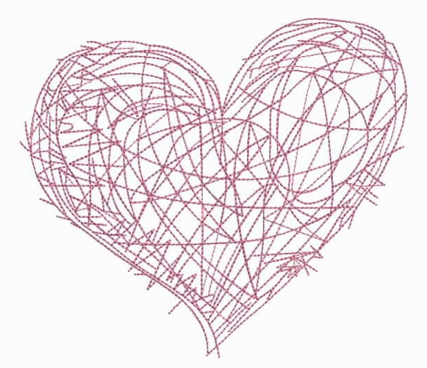EMBROIDERY Sketchy Heart Open Instant Digital Download | Etsy