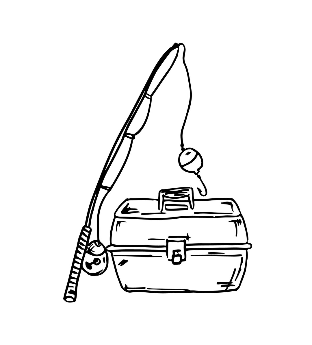 SVG CLIPART Sketchy Fishing Pole and Box | Cutting Machine Art ...