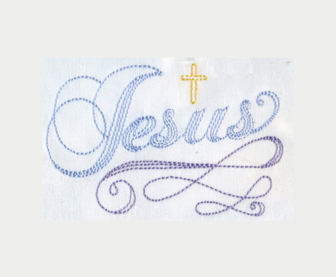 EMBROIDERY Jesus Script With Cross | Instant Digital Download - Etsy