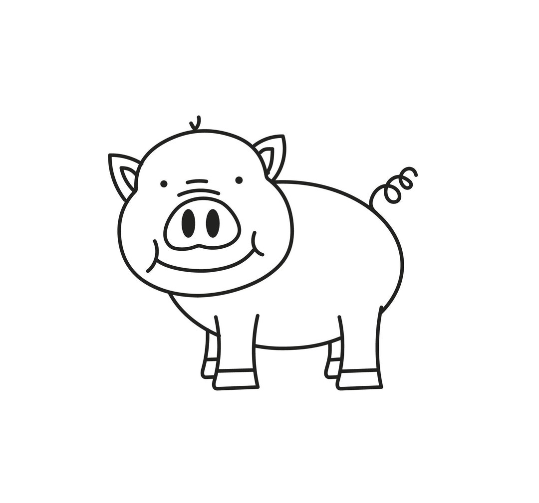 SVG CLIPART Cute Simple Pig Outline | Cute Kids Clipart | Farm Animals ...