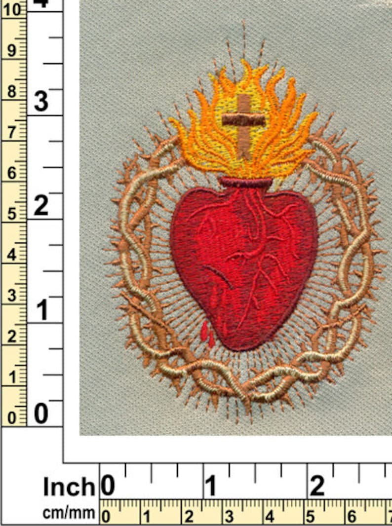EMBROIDERY 3.85"t Sacred Heart of Jesus | Catholic Religious Symbol ...