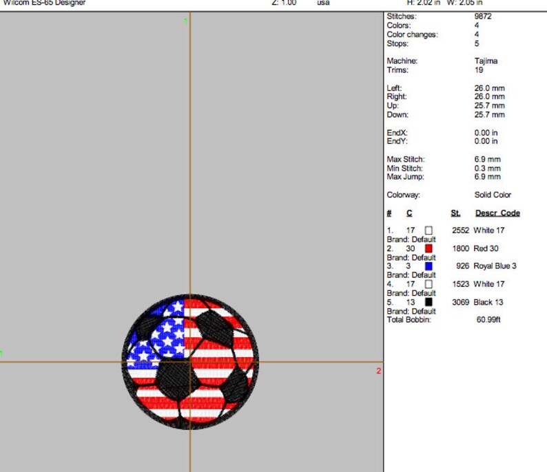 USA Soccer Ball Instant Digital Download DST ONLY | Etsy