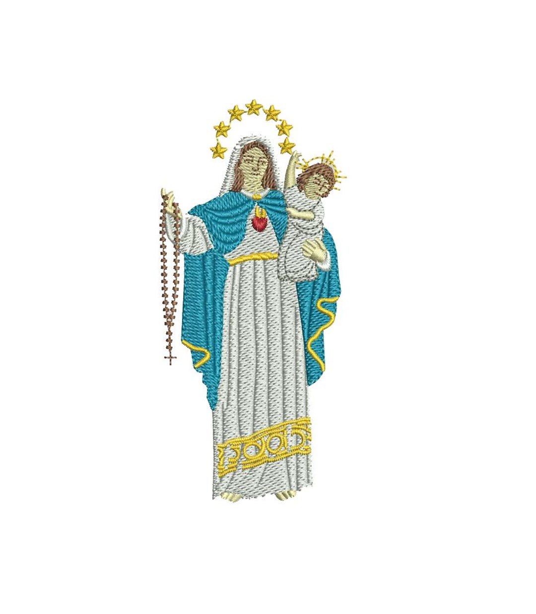EMBROIDERY Our Lady of the Rosary With Baby Jesus | Catholic Religious ...