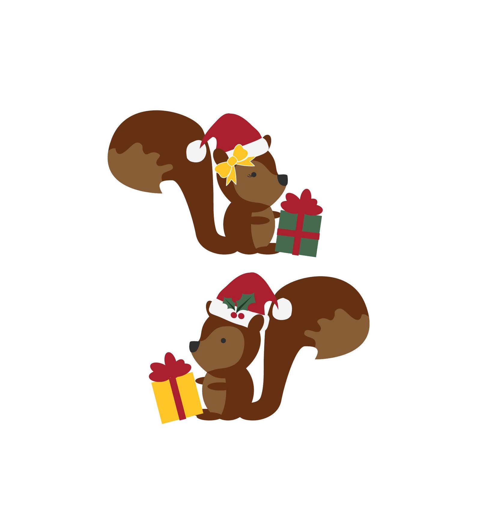 SVG CLIPART Christmas Squirrels Design | Squirrel Biy Girl | Cutting ...