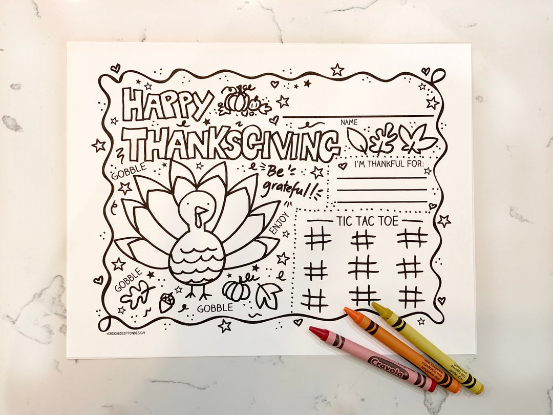 PRINTABLE PLACEMAT Thanksgiving Coloring Page | Kids Activity Coloring ...