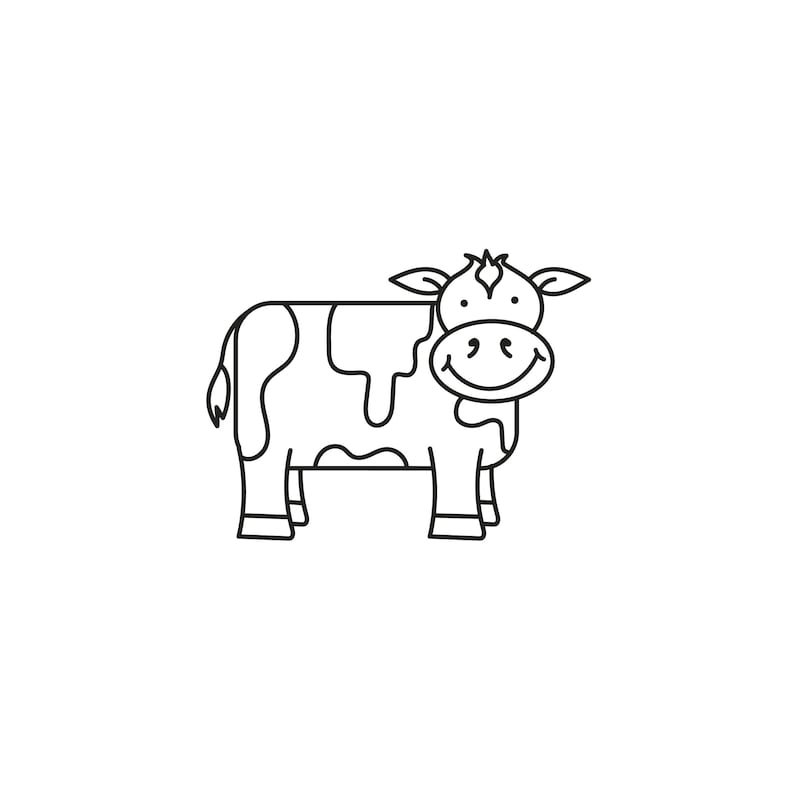SVG CLIPART Cute Simple Cow Outline | Cute Kids Clipart | Farm Animals ...