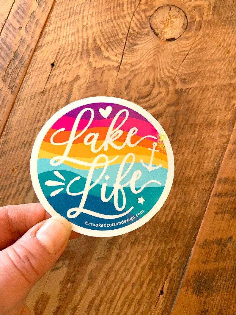 STICKER Lake Life Colorful Round Waterproof 3 Round - Etsy