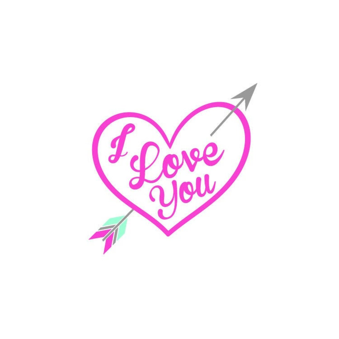 SVG Clipart Open Heart I Love You With Arrow | Cutting Machine Art ...
