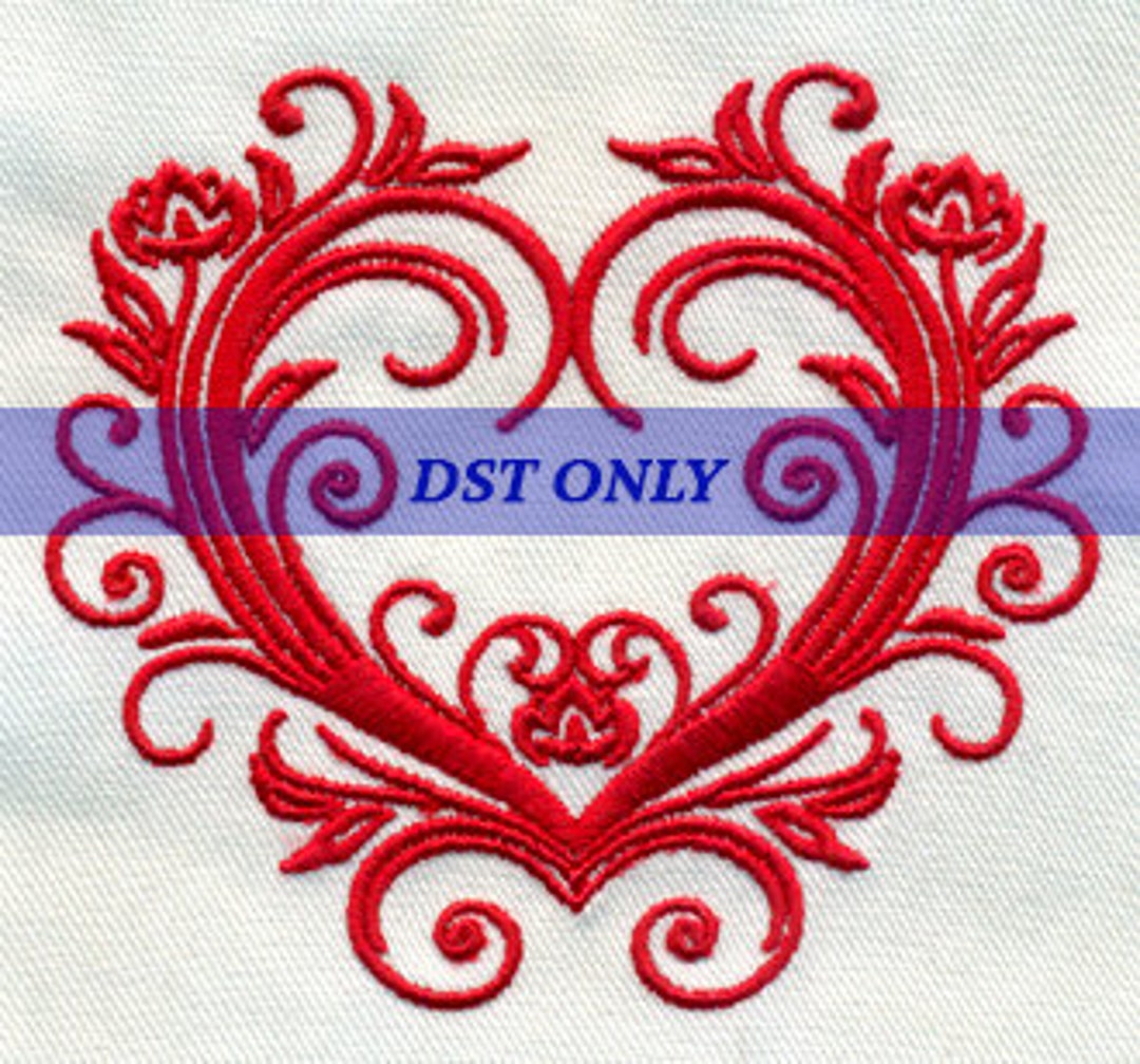 EMBROIDERY Heart Vine With Flowers and Swirls Embroidery Design ...