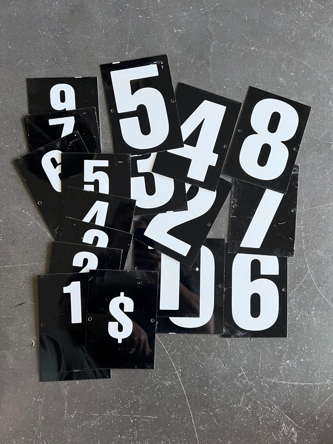 VINTAGE Metal Black and White Numbers | Front and Back | 4.8"wx6.8"t ...