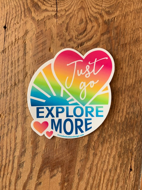 STICKER Ombre Just Go Explore More Hearts Waterproof - Etsy
