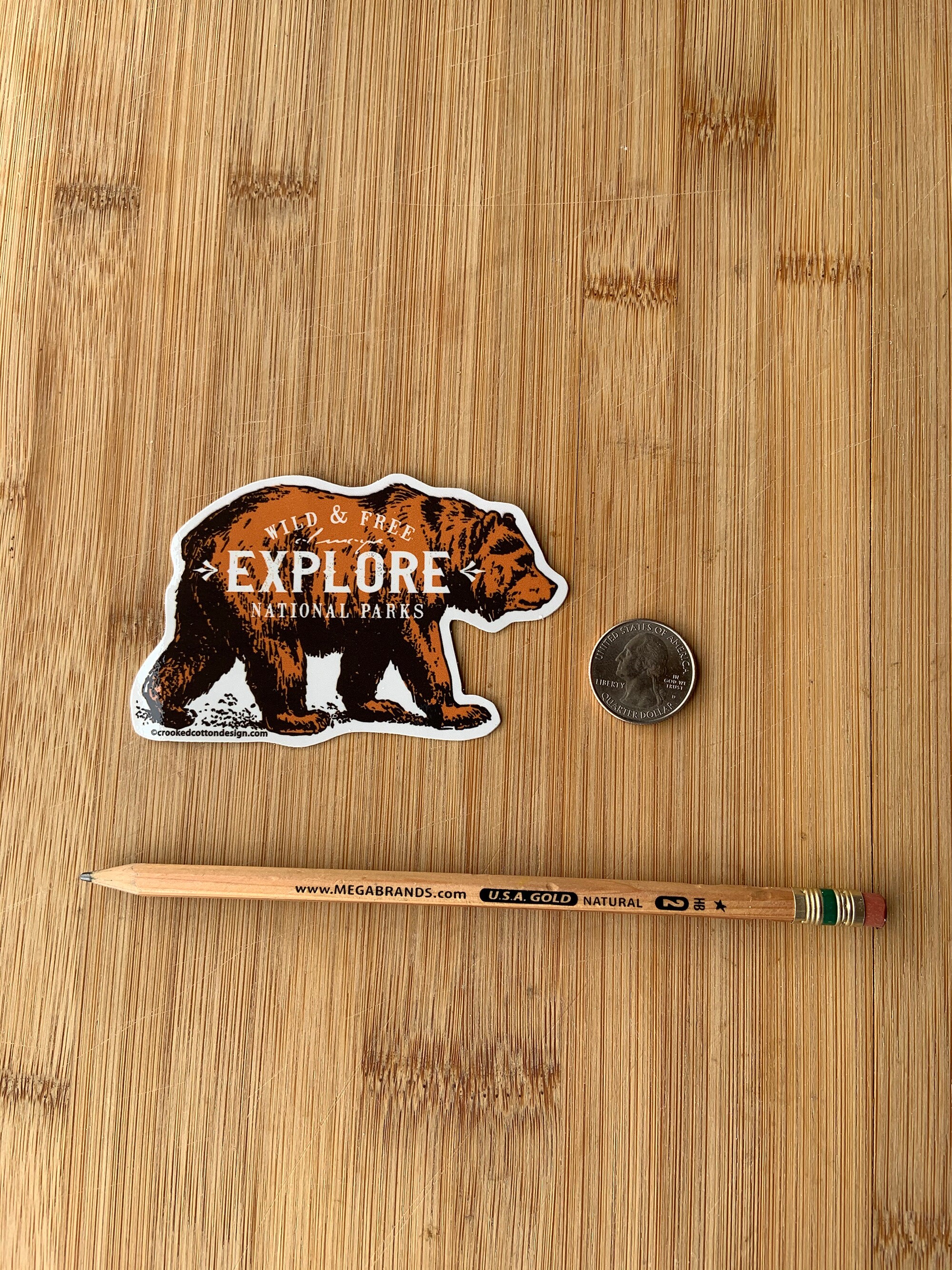 STICKER Grizzly Bear Explore National Park | Wild & Free | Waterproof ...
